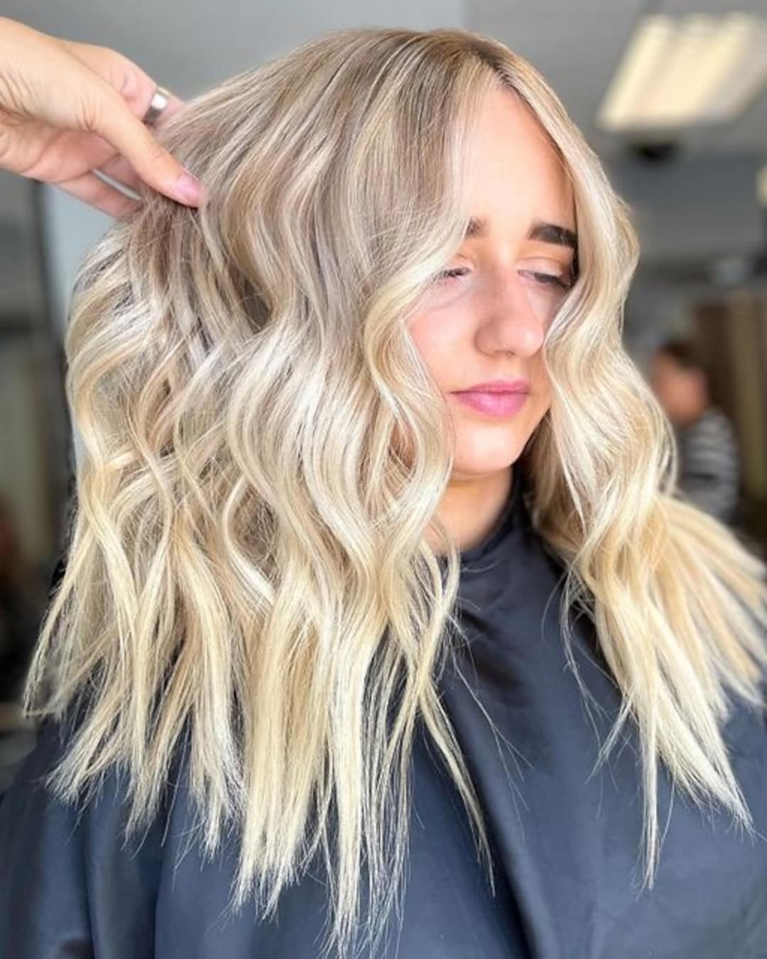 Bright Creamy Blonde With Root Smudge Wavy Hair 150% Density Virgin ...