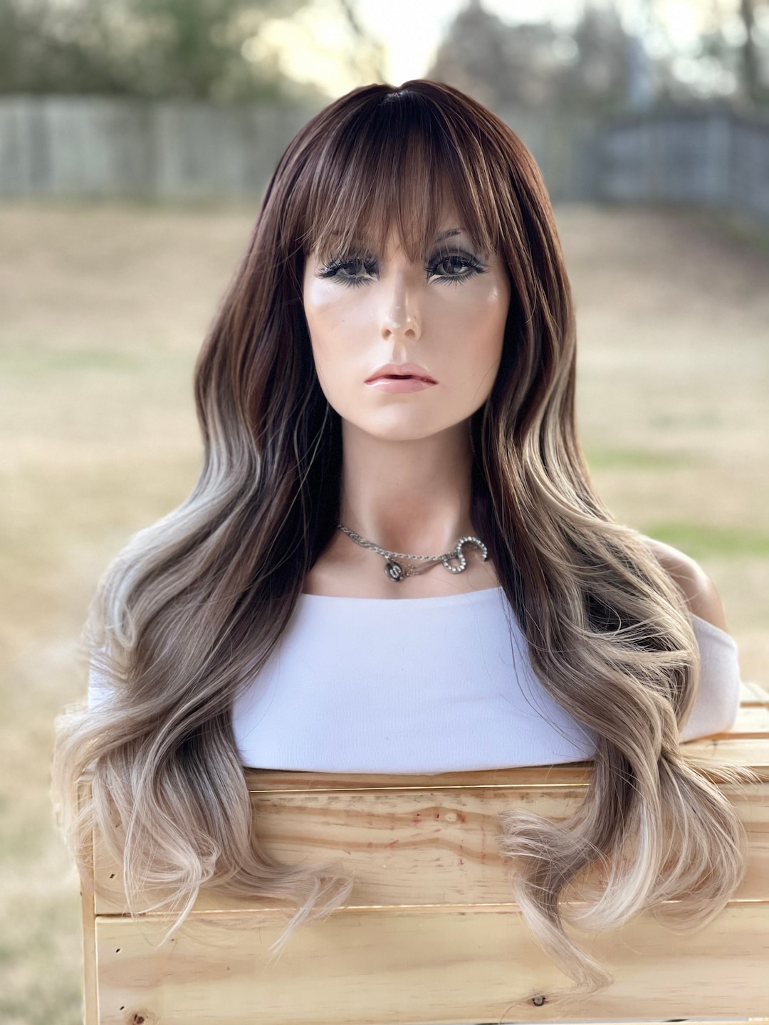 22 Ashy Blonde Balayage Wig With Bang Sunny Wigs Heat - Etsy