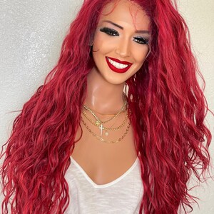 Fiery Red Wavy Small 13x3 Ear to Ear Lace Front Closure Womens Wig ...