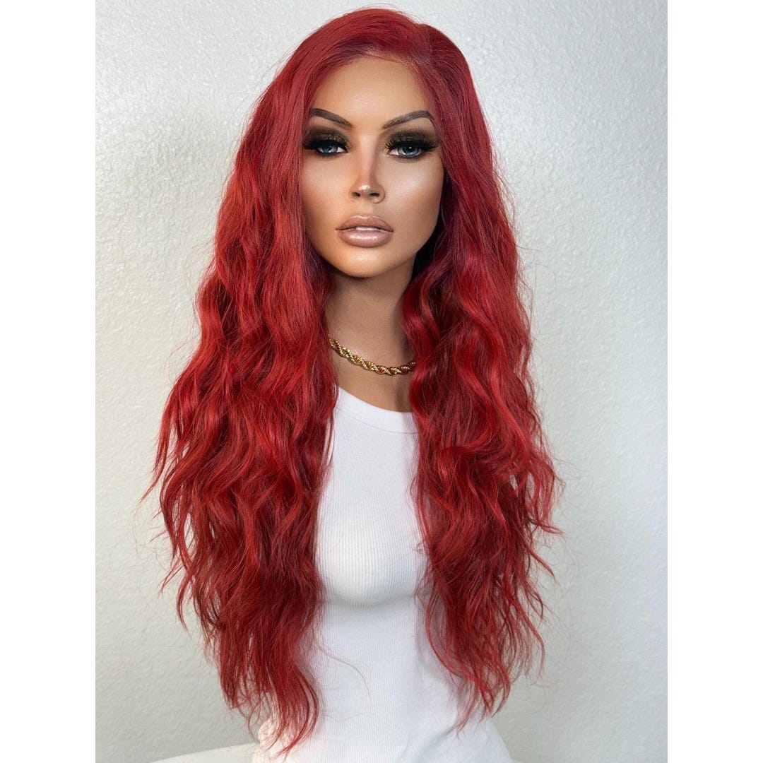 Red Bold Intense Candy Apple Red Lace Front Wig, 13x6 Free Part Red ...