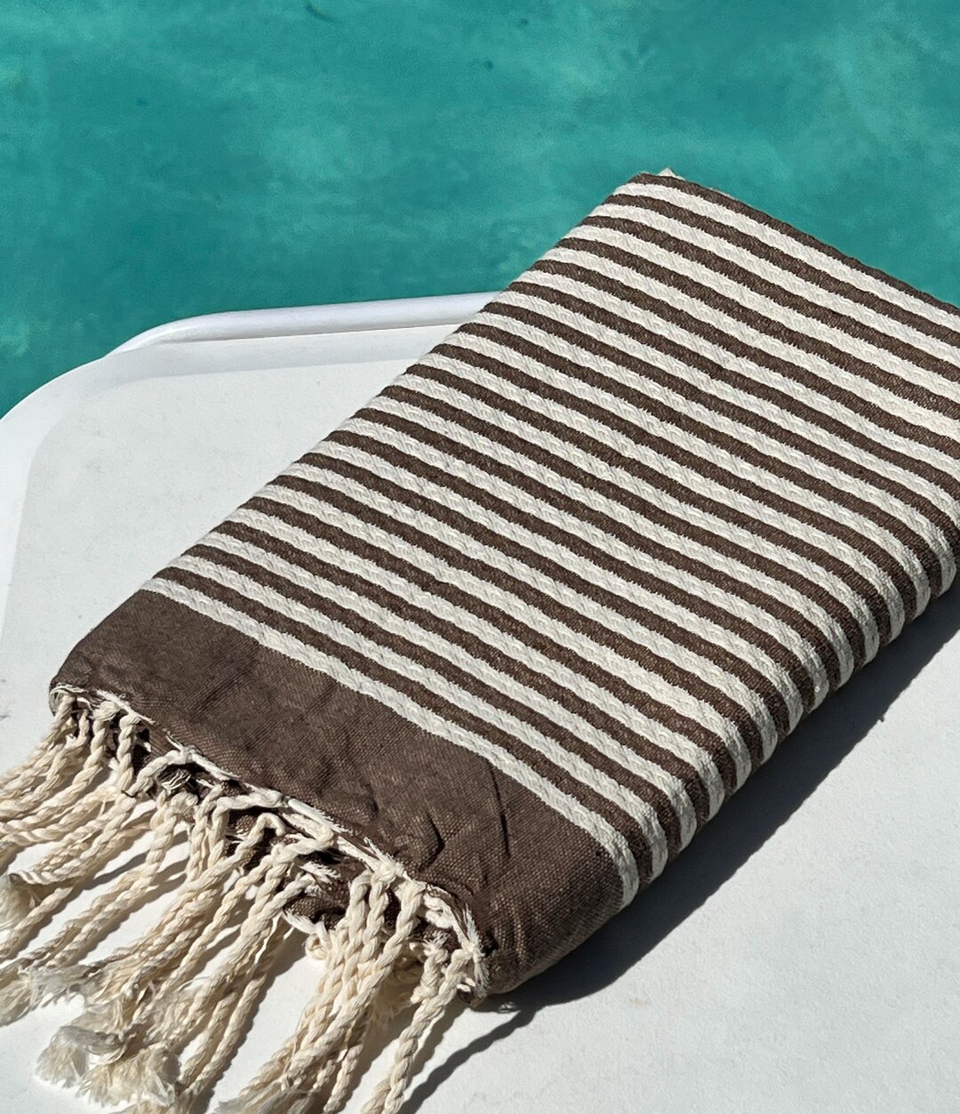 Tunisian Fouta Brown & White Organic Throw Towel - Etsy