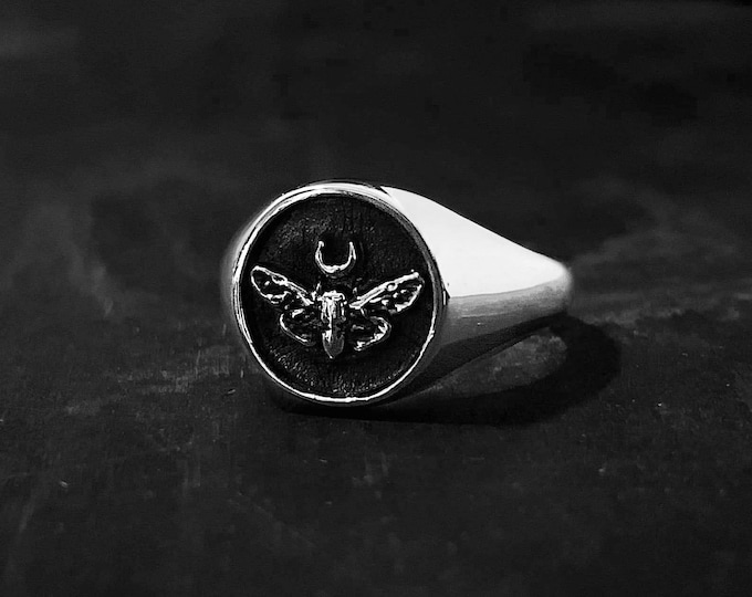 Remains Jewelry Cicada Black Signet Ring Sterling Silver 925 Gothic ...