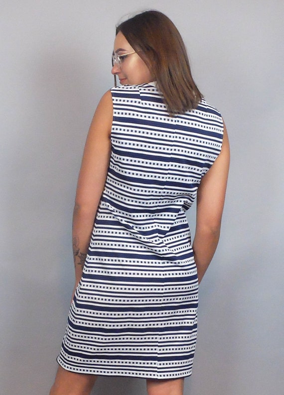 60s Vintage Summer Mini Stripes Dress, Twiggy Sleevel… - Gem
