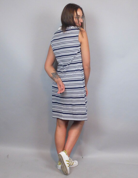 60s Vintage Summer Mini Stripes Dress, Twiggy Sleevel… - Gem