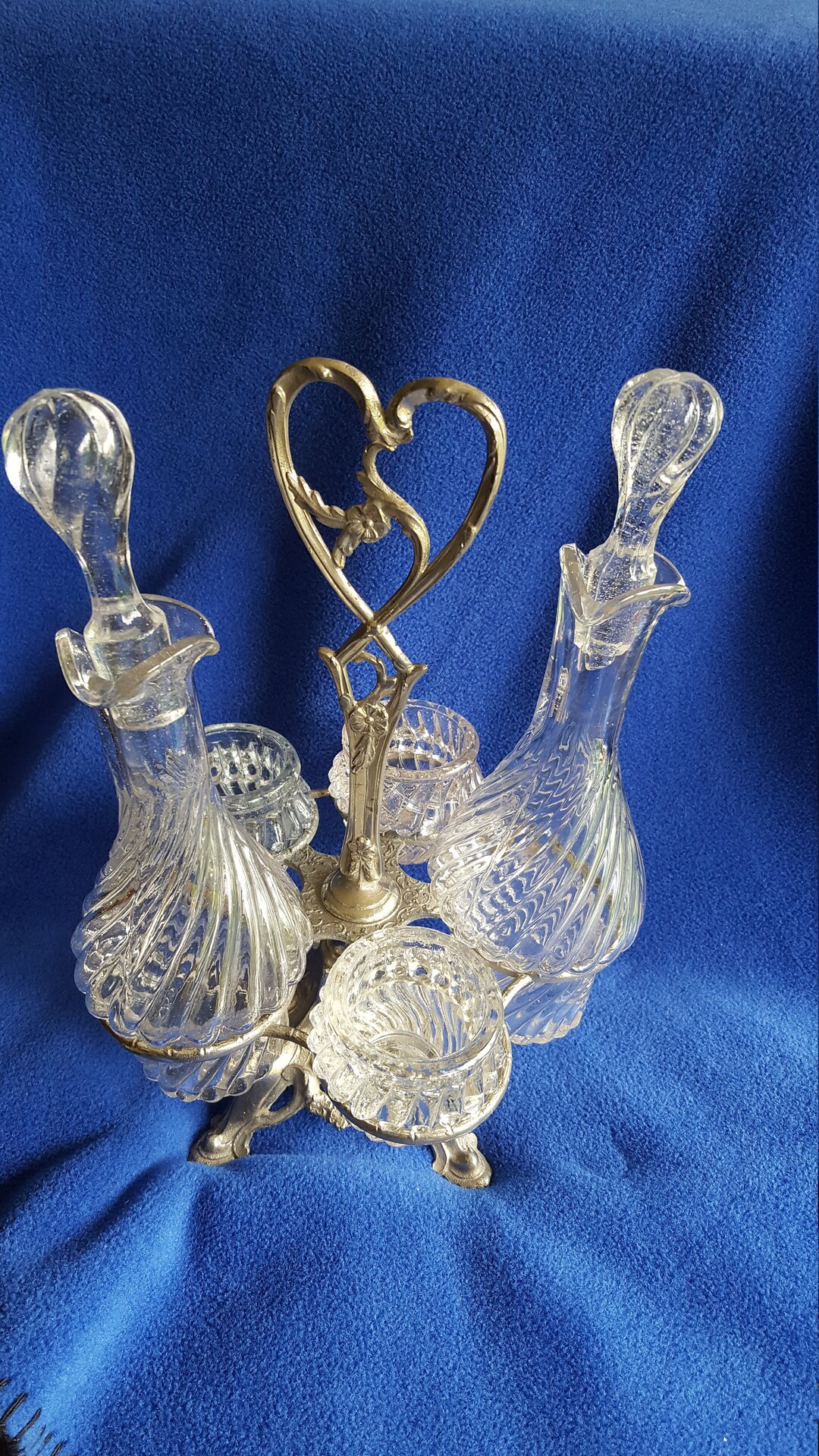 Vintage Silver Heart Floral Cruet Holder Condiment Set - Etsy