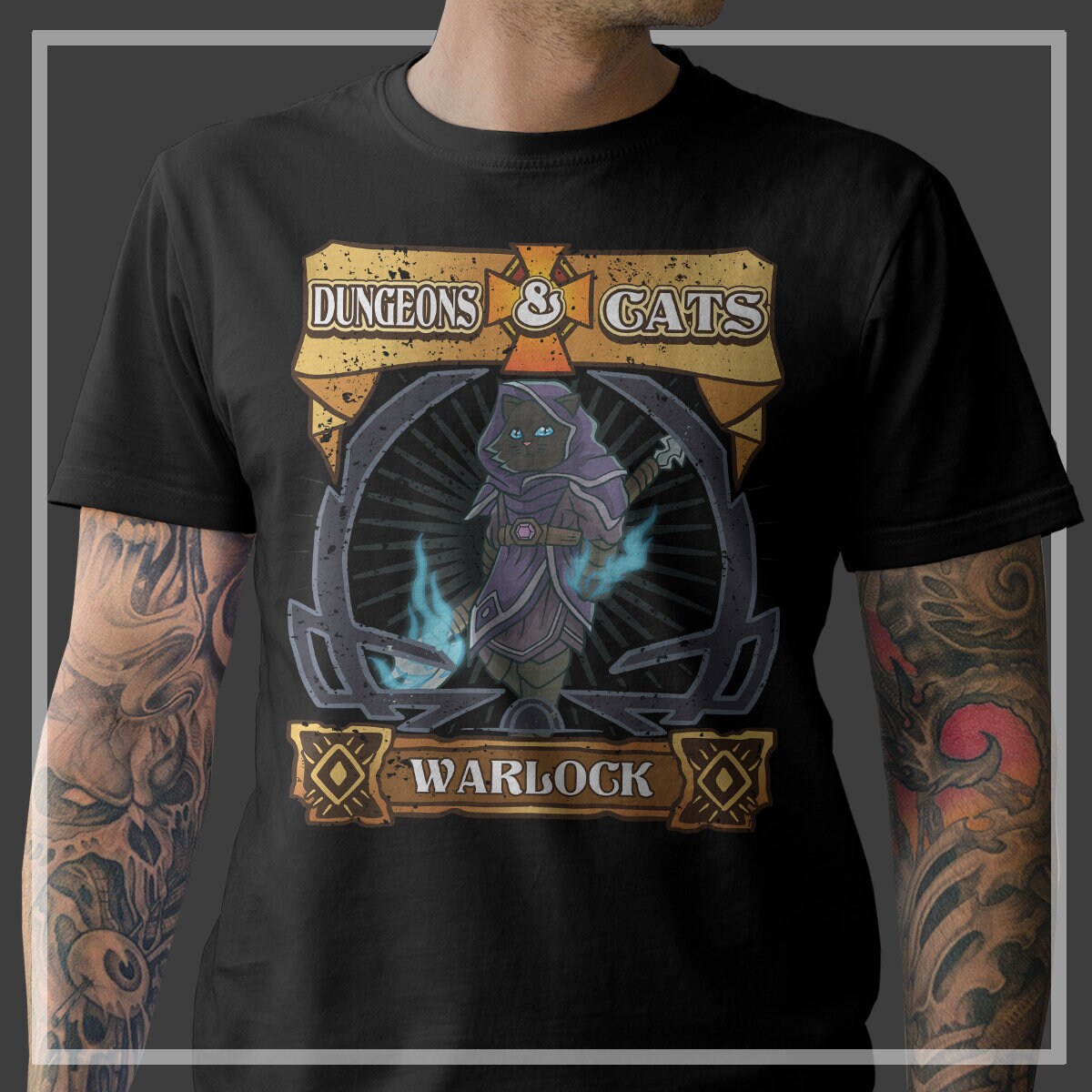 Dungeons and Cats Warlock DnD Nerdy Kitten Cat D20 Dice | Etsy