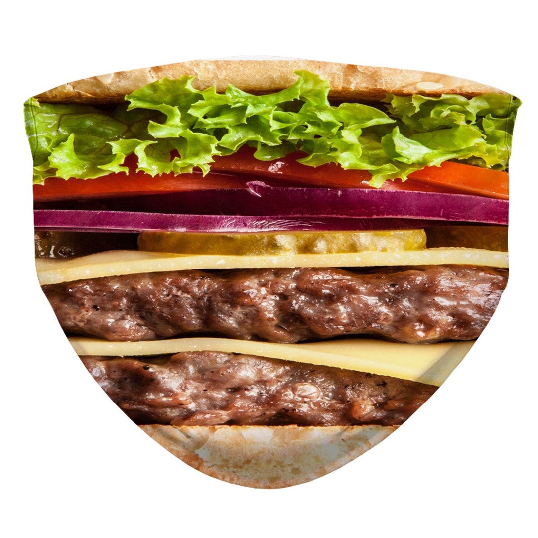Hamburger Face Mask Cheeseburger Pattern Beef Food Lover BBQ ...