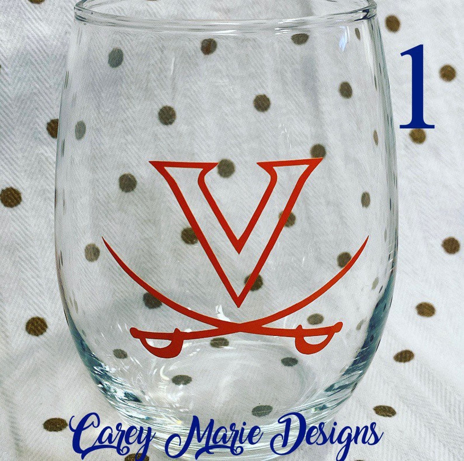 UVA Wine Glass Uva Wine Glass Wahoo Wahoo Gift Uva Gift | Etsy