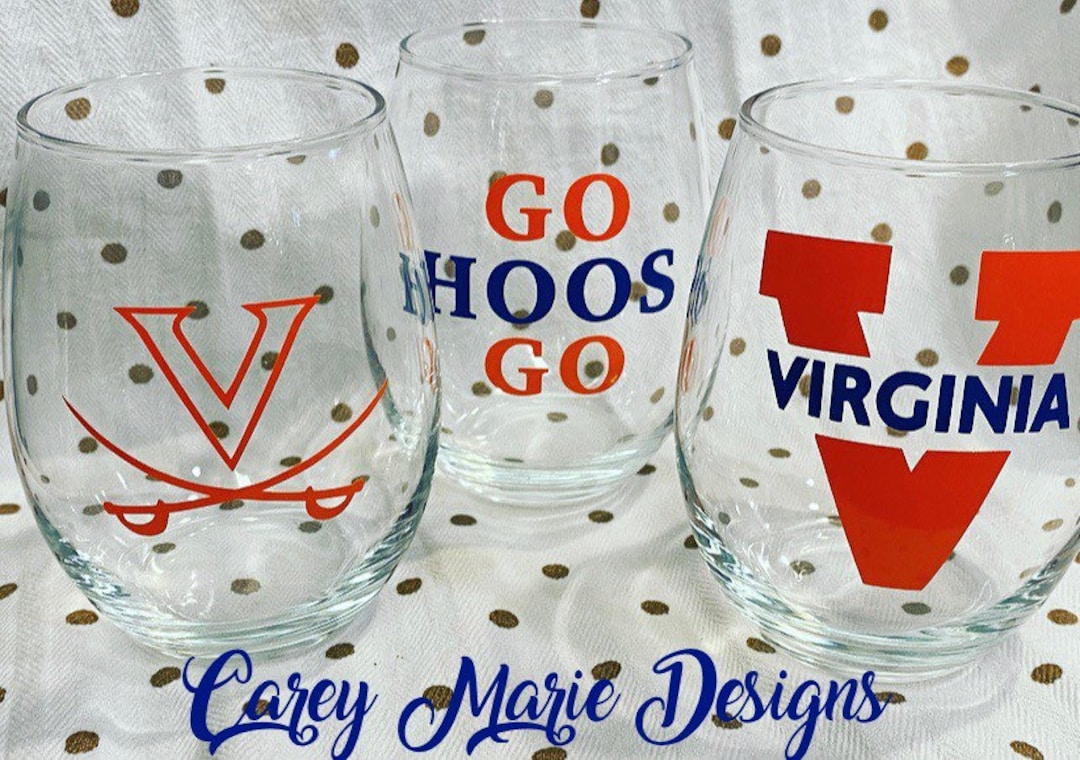 UVA Wine Glass, Uva, Wine Glass, Wahoo, Wahoo Gift, Uva Gift ...