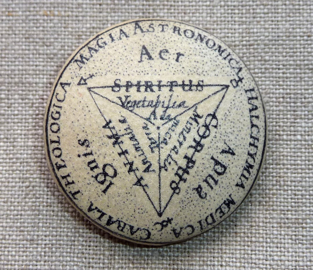 Printed Leather Buttons Badges With Alchemy Symbols and Durer Etchings ...
