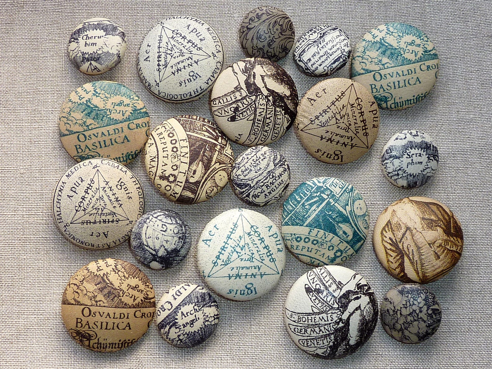 Printed Leather Buttons Badges With Alchemy Symbols and Durer | Etsy