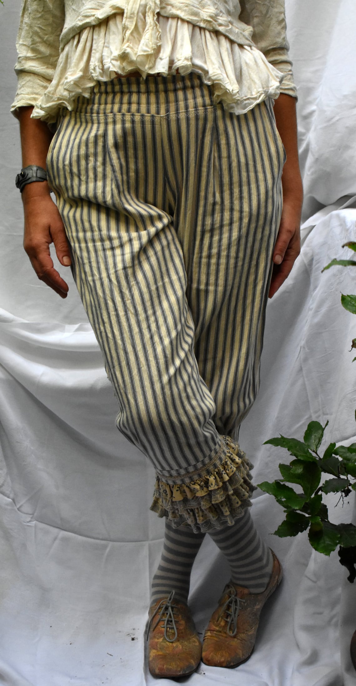 Striped ruffled steampunk bloomers. MADE to ORDER. Lagenlook | Etsy