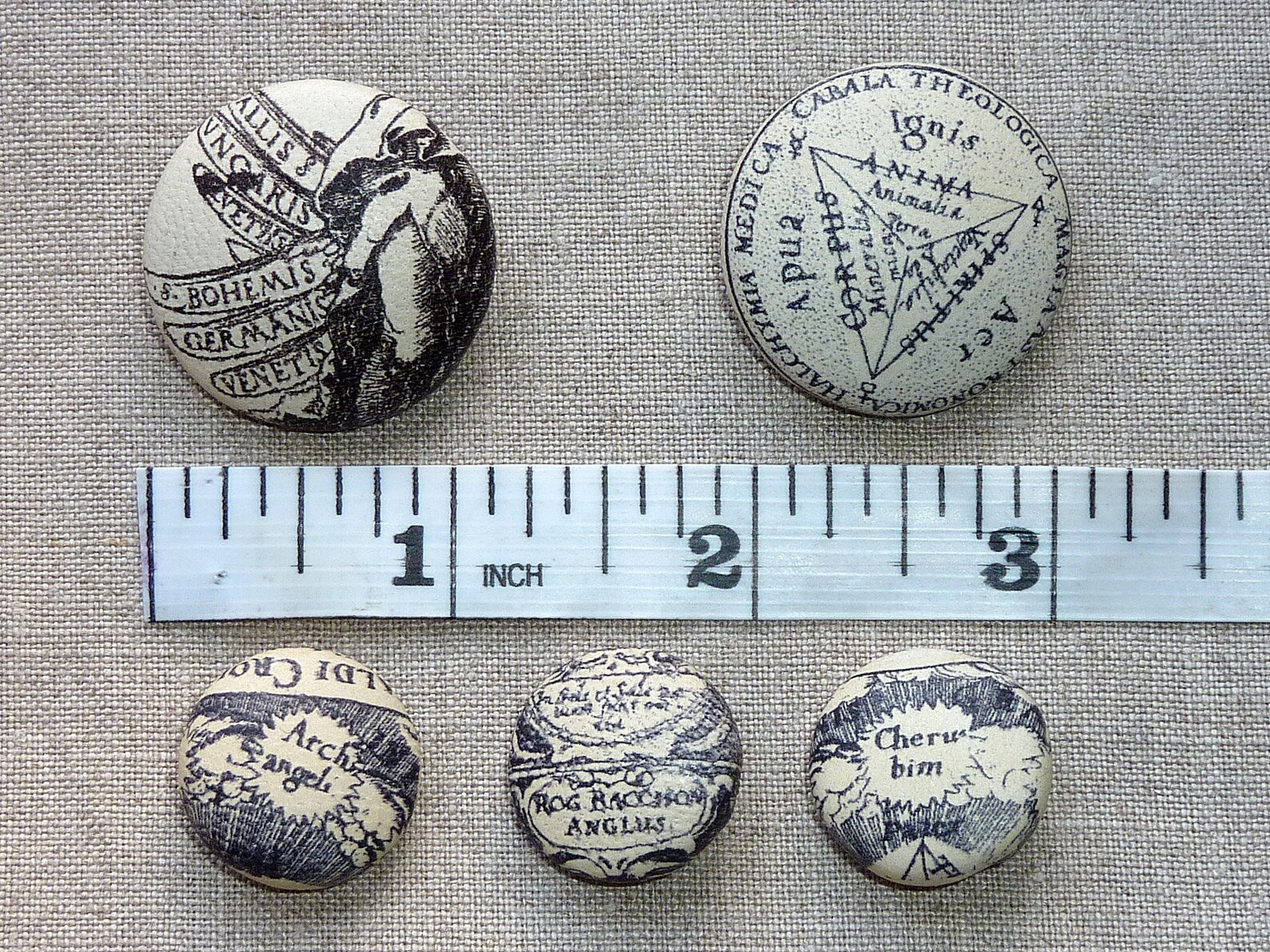 Printed Leather Buttons Badges With Alchemy Symbols and Durer | Etsy