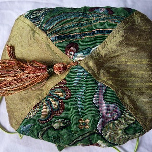 Tudor Animals Green Tapestry & Silk Drawstring Bag, Made to Order ...