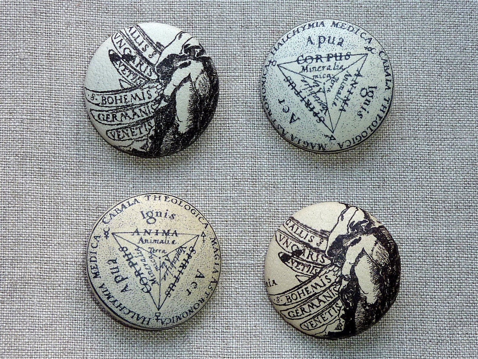 Printed Leather Buttons Badges With Alchemy Symbols and Durer | Etsy