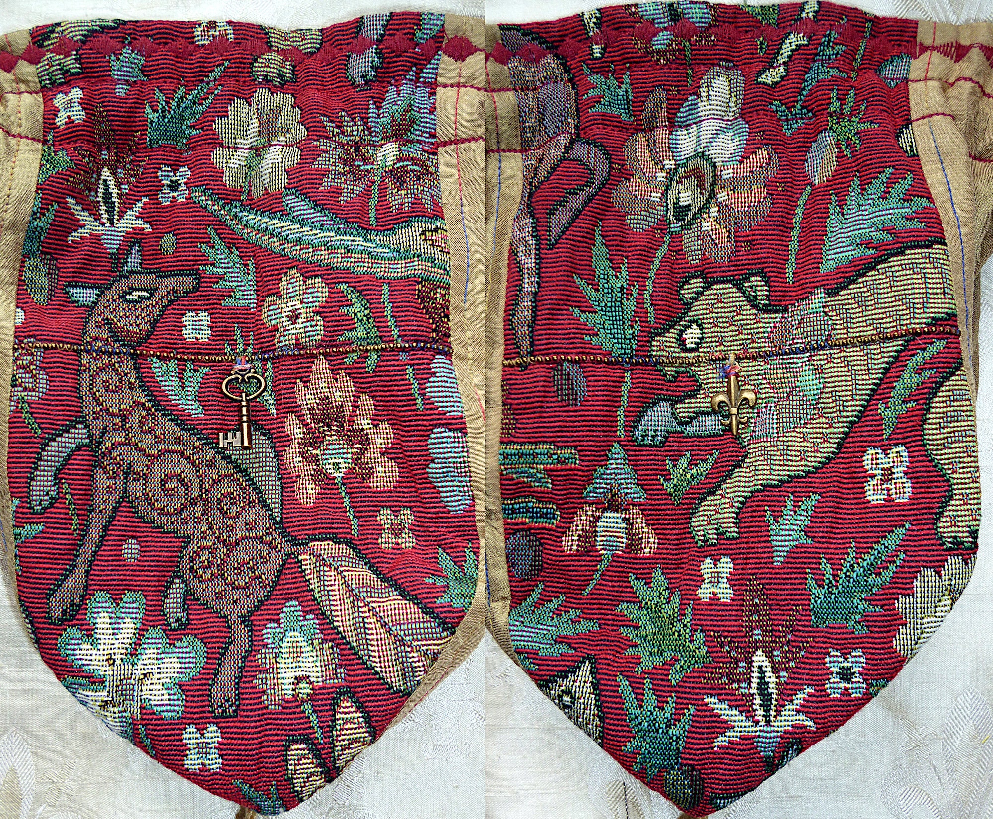 Tudor Animals tapestry & silk drawstring bags Made To Order. | Etsy