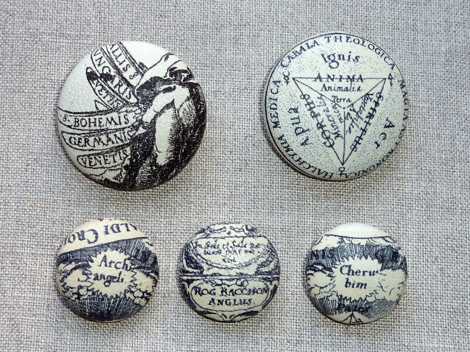 Printed Leather Buttons Badges With Alchemy Symbols and Durer | Etsy