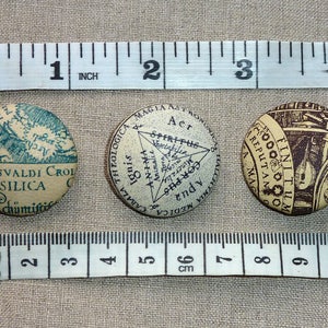 Printed Leather Buttons Badges With Alchemy Symbols and Durer Etchings ...