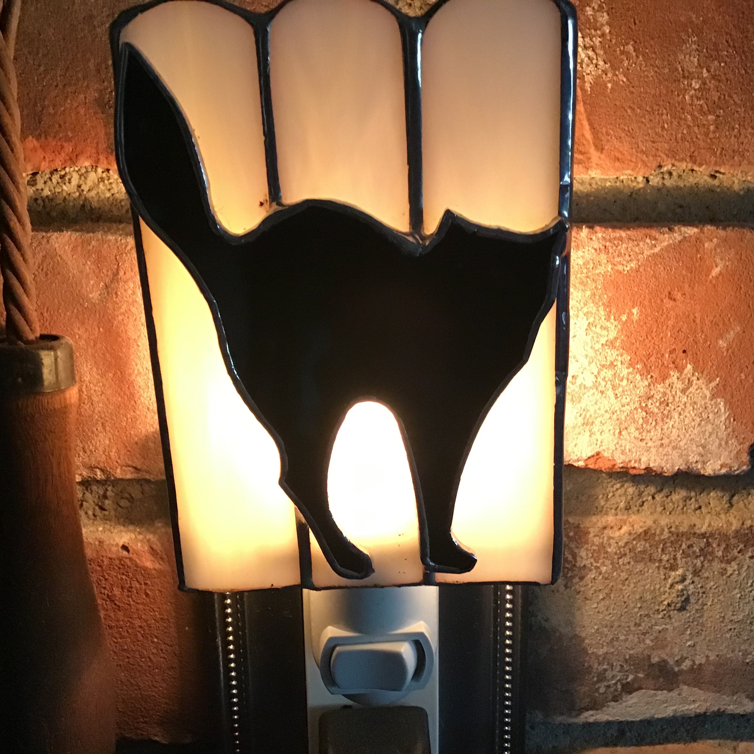 Black Cat Night Light Handcrafted Stained Glass. - Etsy