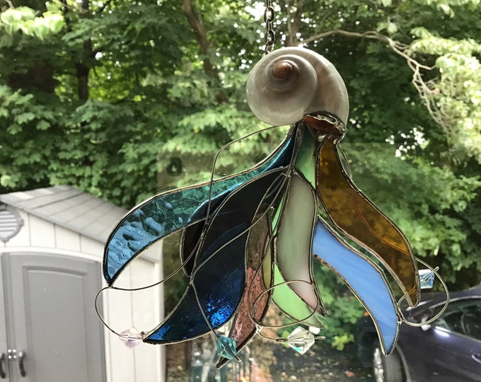 Seashell Wave Glass Art for Beach House Decor, Seashell Display Art for ...