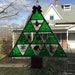 Triangle Christmas Tree With Metal Ornaments, Handcrafted Stained Glass ...
