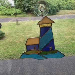 Lighthouse, Handcrafted Stained Glass Suncatcher. - Etsy