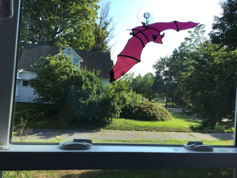 Bat Soaring Handcrafted Stained Glass Suncatcher. - Etsy