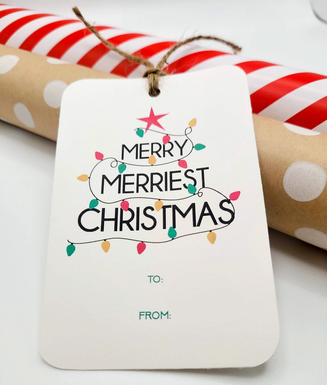 Printable Happy Holidays Gift Tag Set Holiday Tags Merry & Bright ...