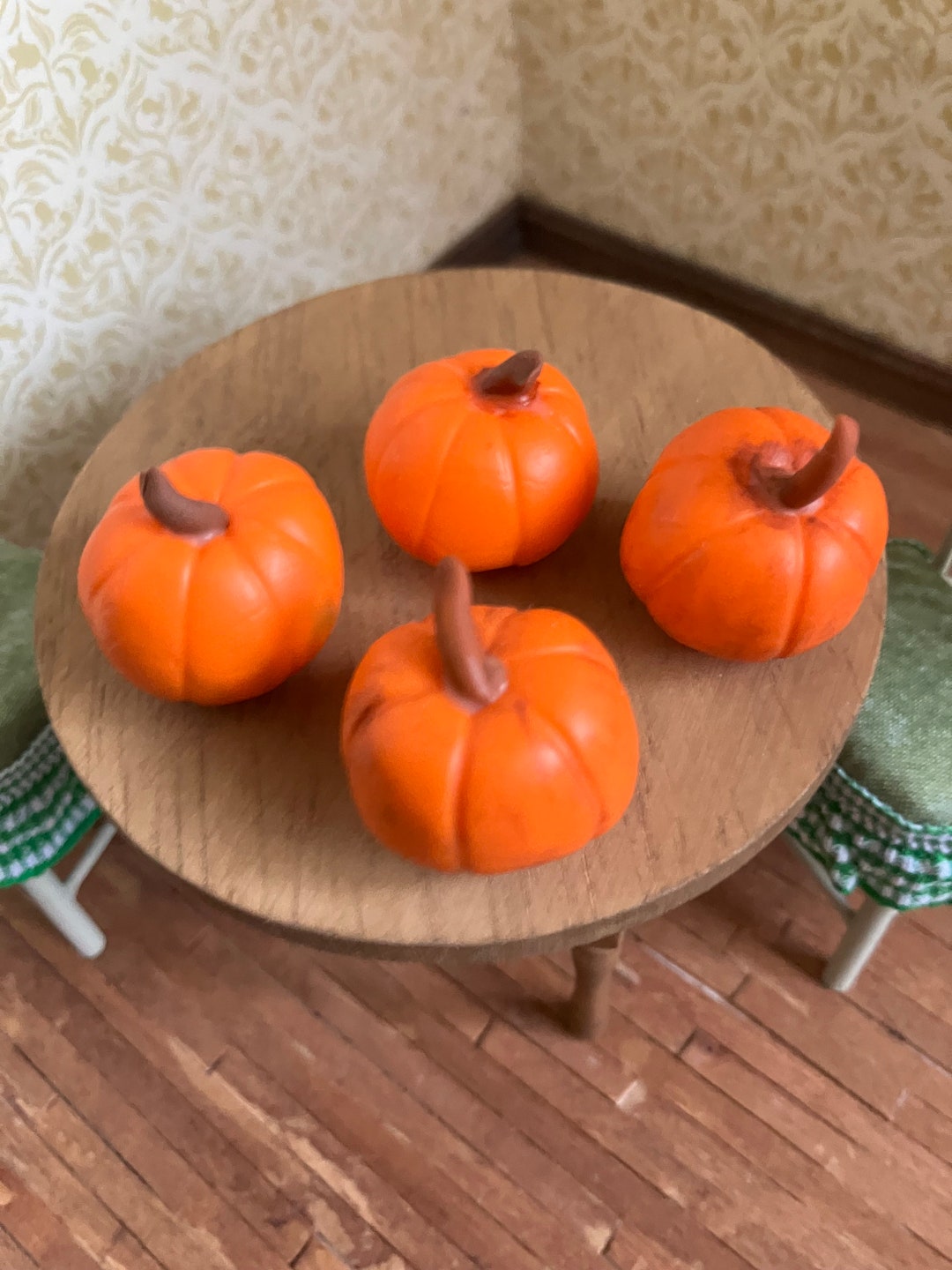 Set of 4 X 12 Scale Dolls House Miniature Pumpkins Halloween Autumn ...