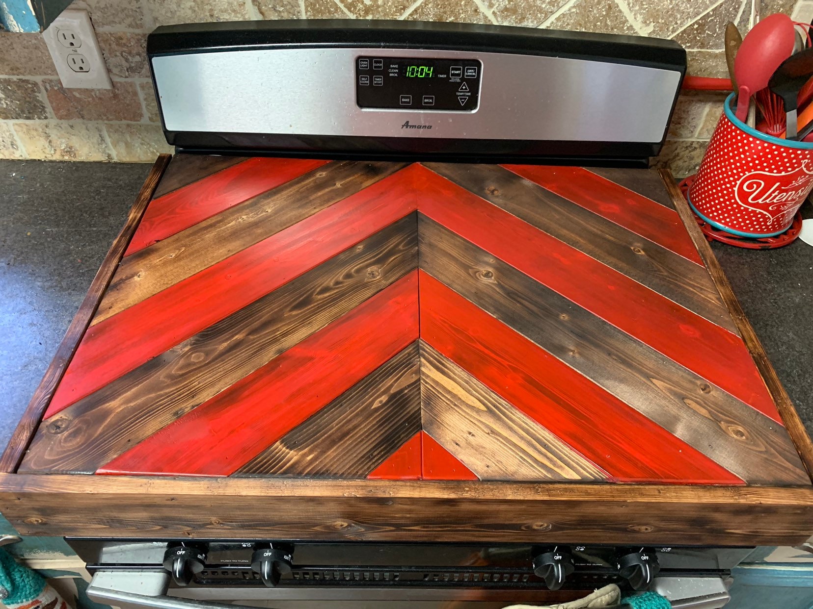 Handmade Chevron Wood Stove Top Cover Stove Cover Noodle | Etsy