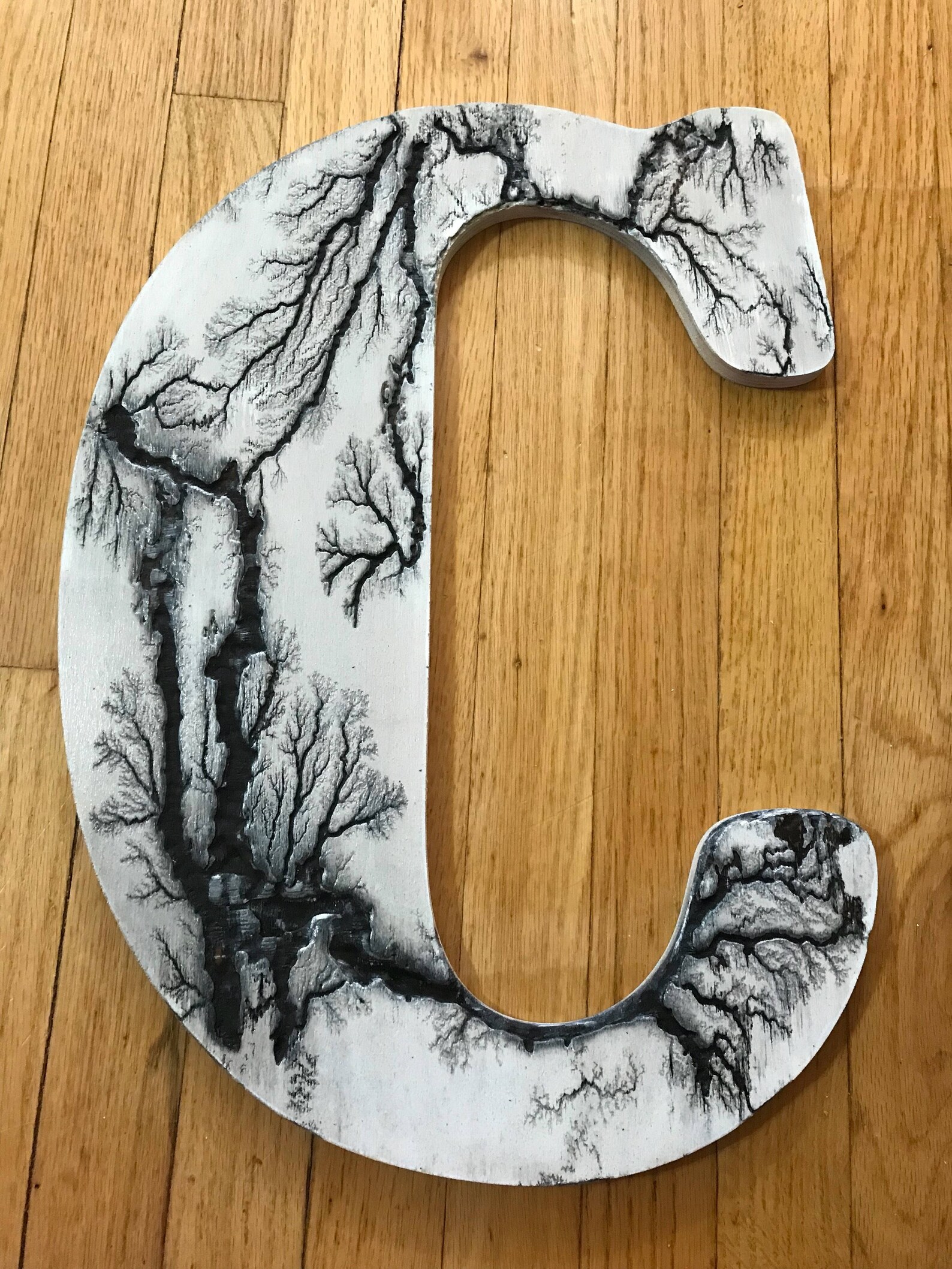 Handmade Unique Wood Letters 18", Custom Made, Fractal Burning ...