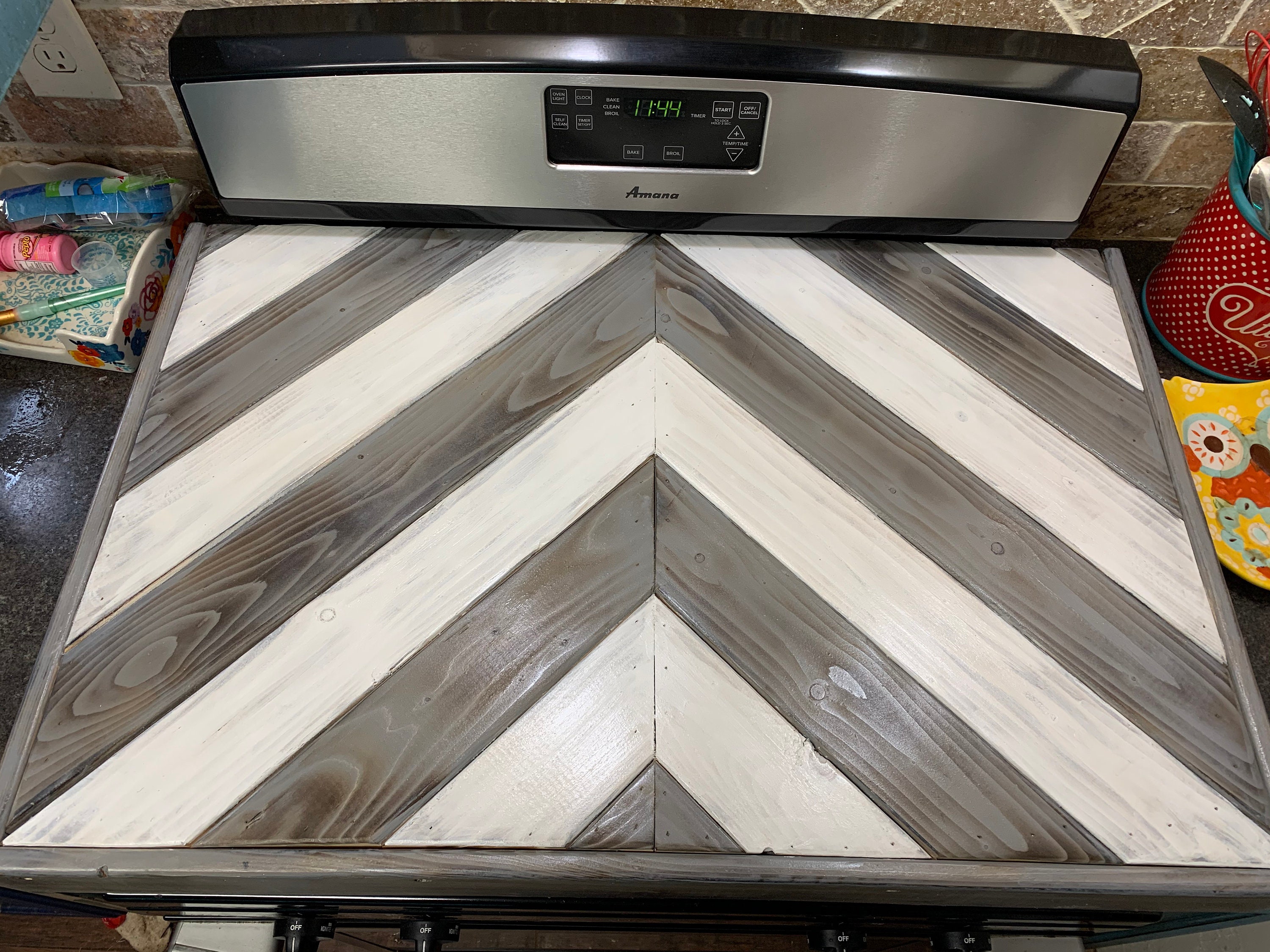 Handmade Chevron Wood Stove Top Cover Stove Cover Noodle | Etsy