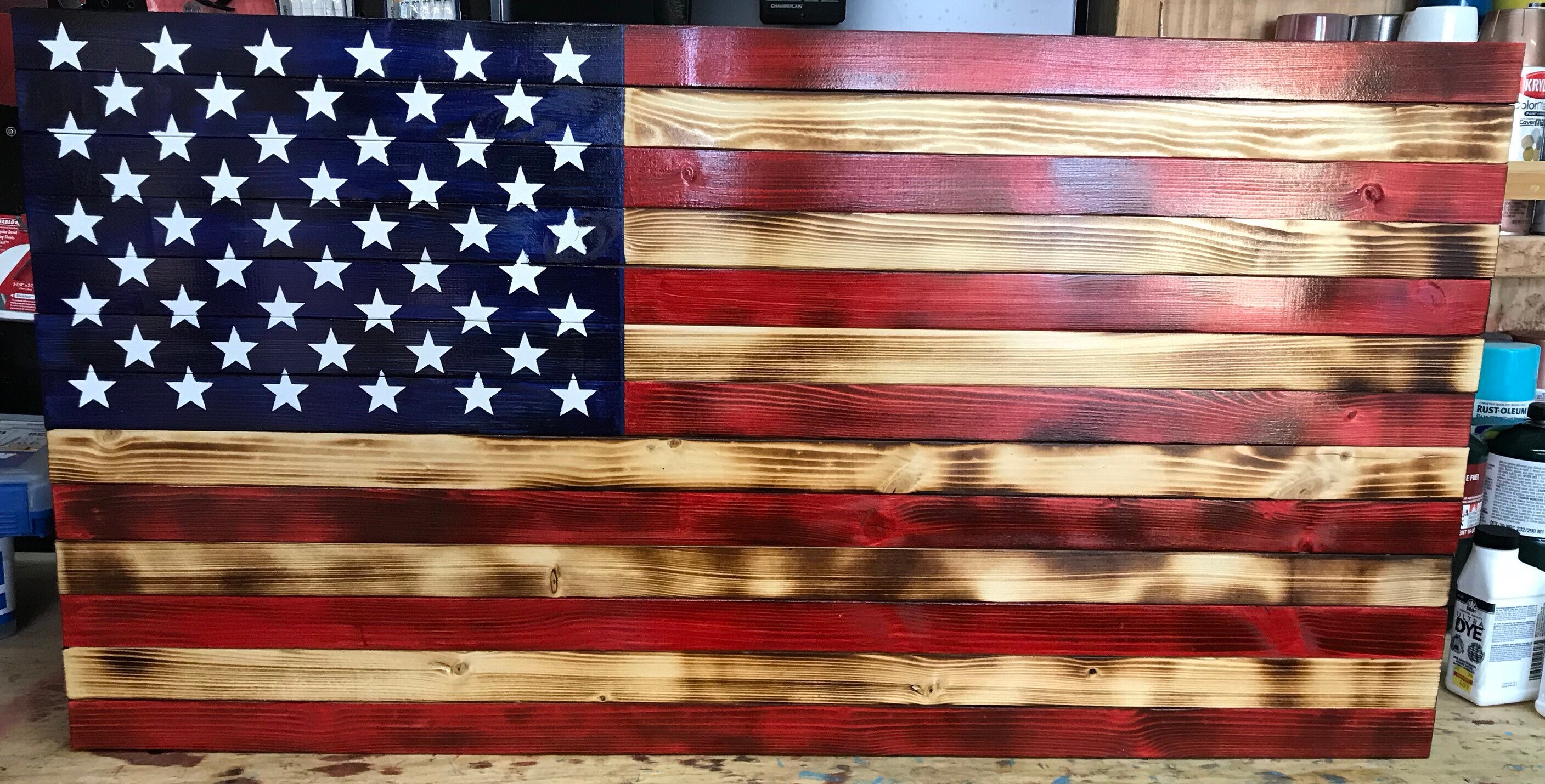 Handmade Wood American Flag Cabinet With Built in Shelves - Etsy