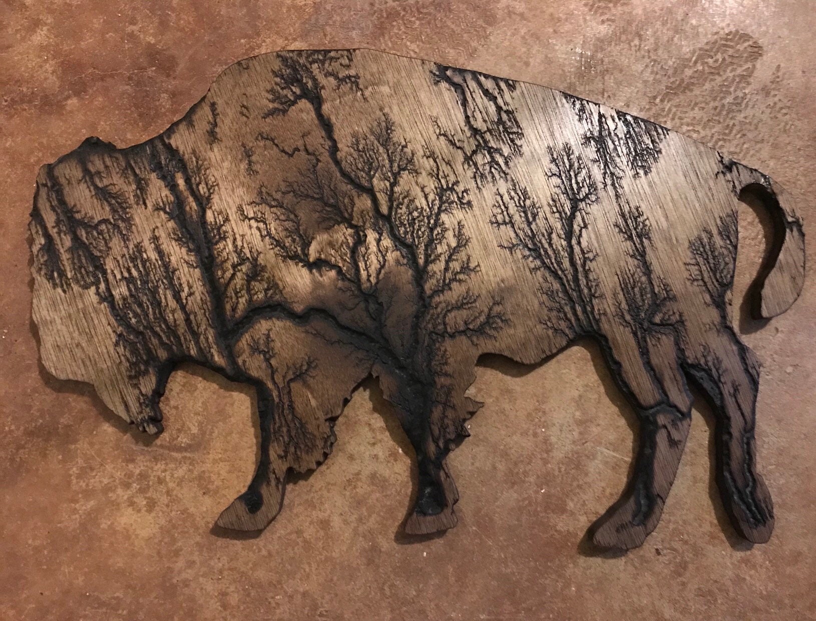 Handmade 3ft Wood Buffalo With Fractal Burning, Bison, Wood, Rustic - Etsy