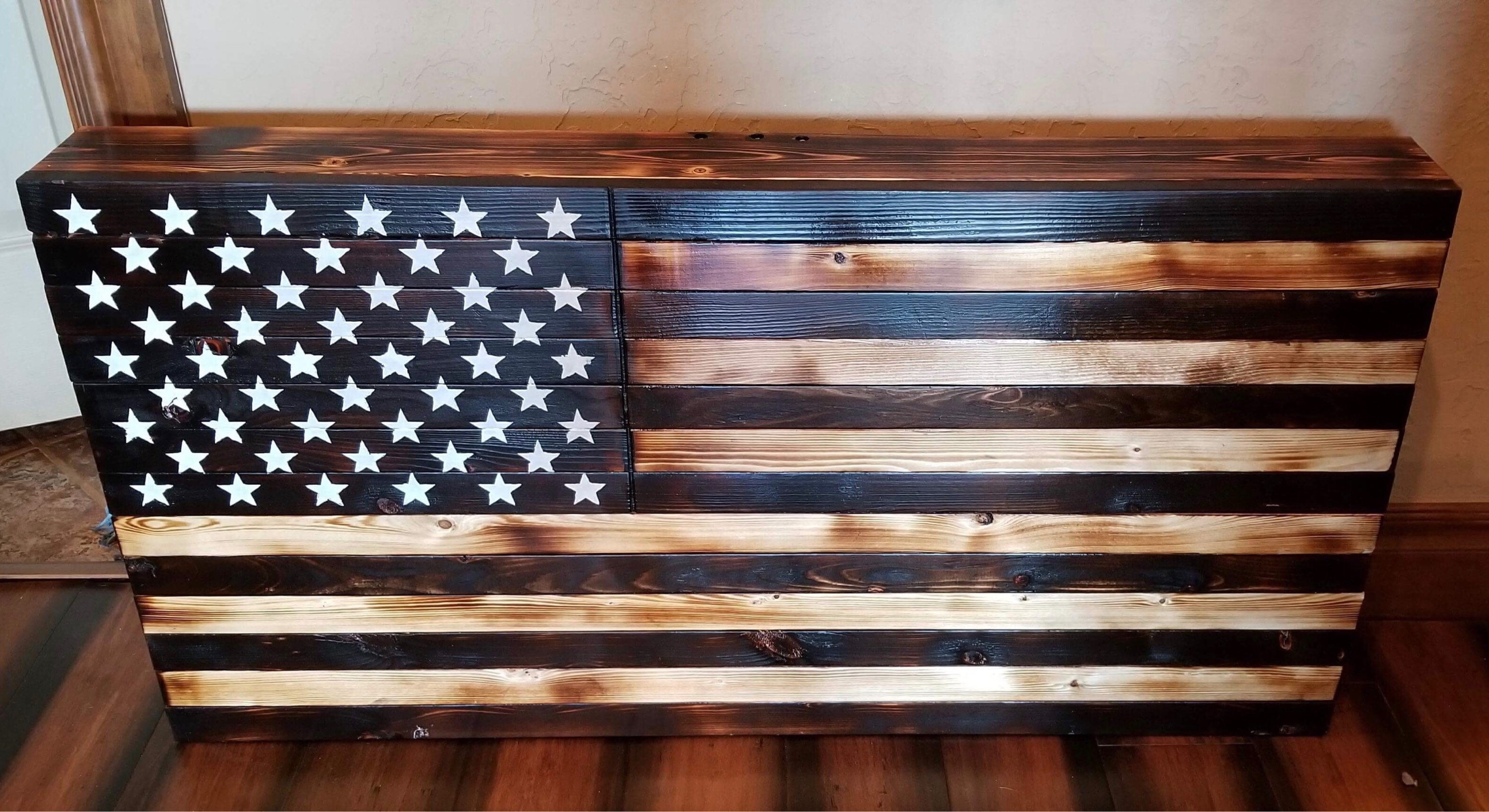 Handmade Wood American Flag Cabinet With Built in Shelves - Etsy