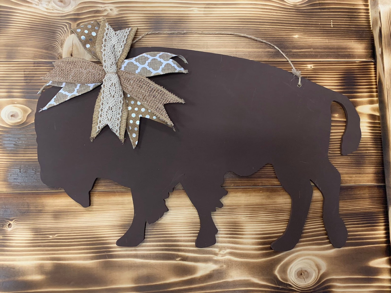 18" Handmade Buffalo With Bow, Cotton, Leaves - Etsy