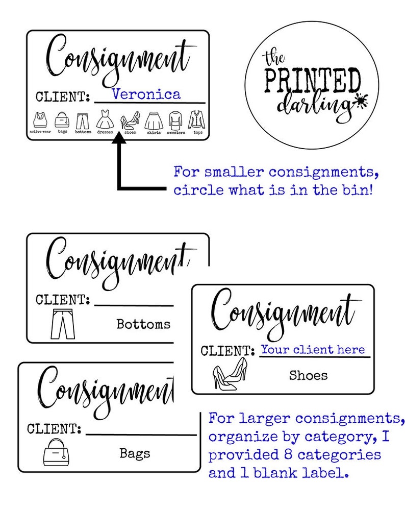 Bin Labels: Consignment Clients by Category (organization for Online ...
