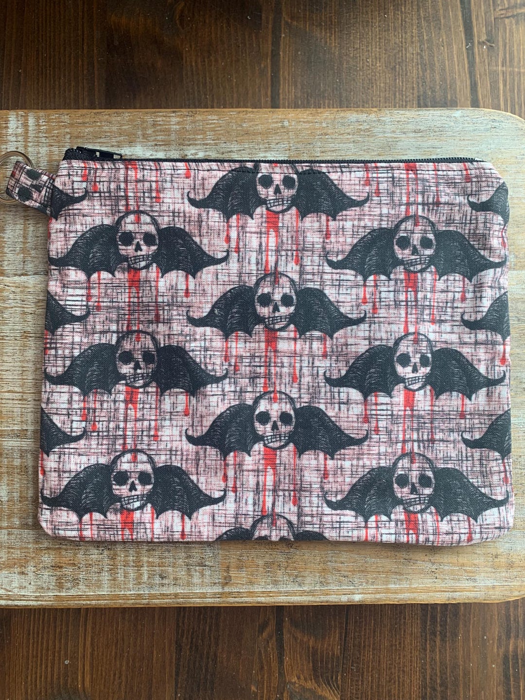 Black Skull Makeup Bag Bleeding Bat Wing Wallet Purse Bag Purse Gothic ...