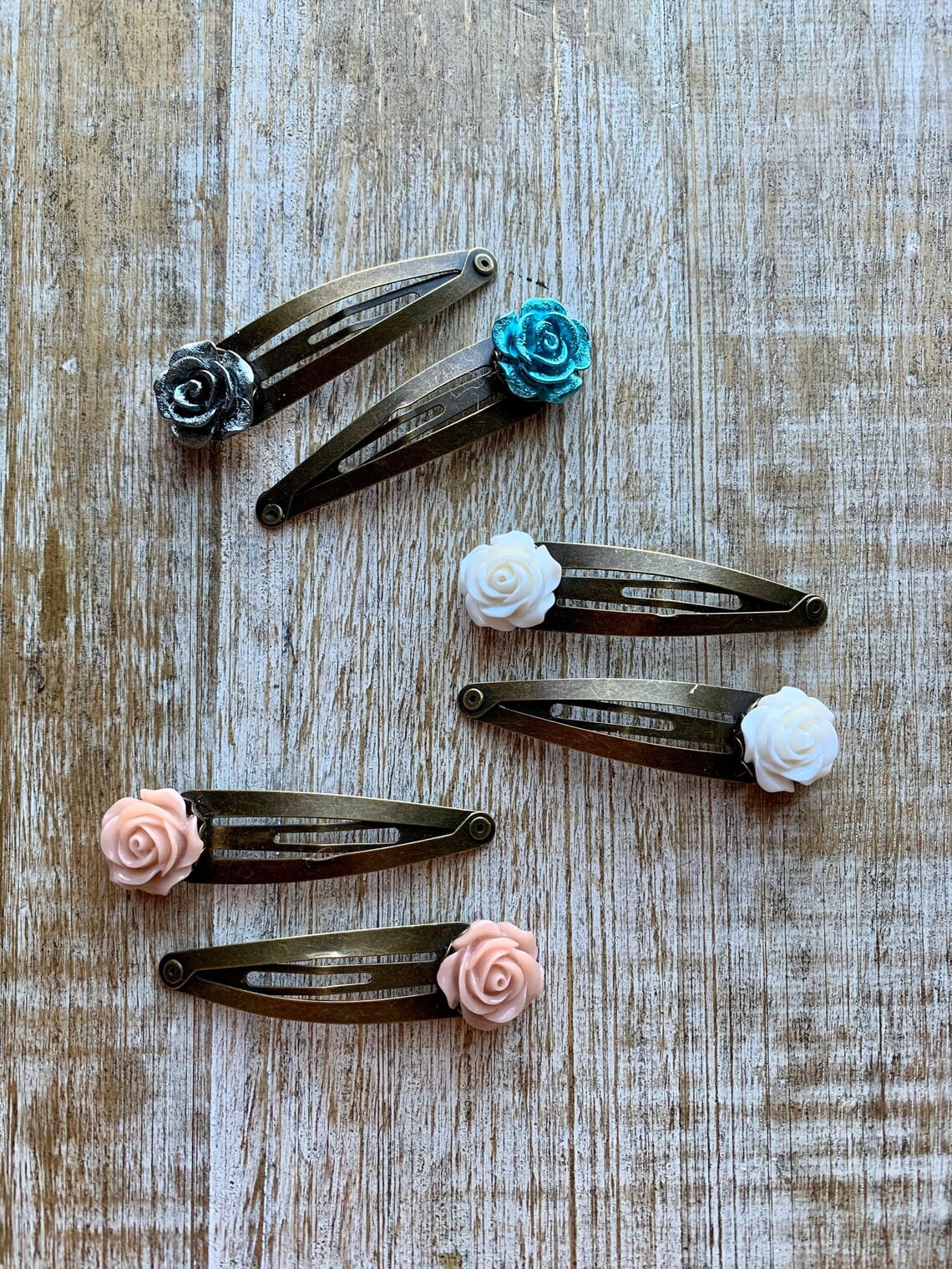 Rose Hair Barrette Clips Rose Barrettes Bronze Hair Clips Rose Hair ...