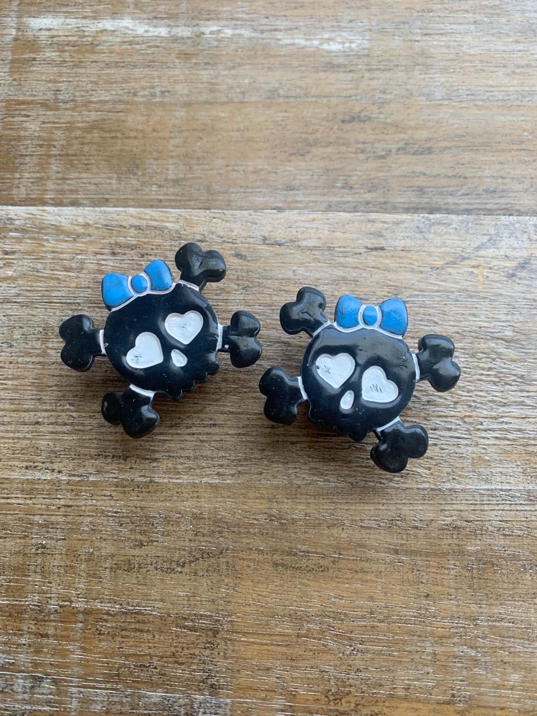Skull Plugs 19.9mm Clay Gothic Gauges Cute Skull With Blue Bow Plugs ...