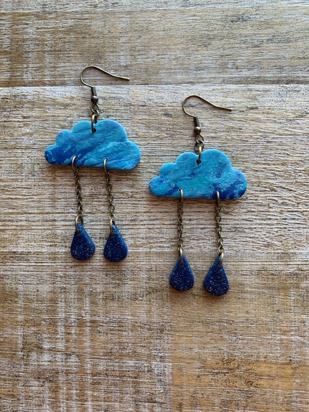 Rain Cloud Clay Earrings Cloud Earrings Polymer Clay Rain Earrings ...