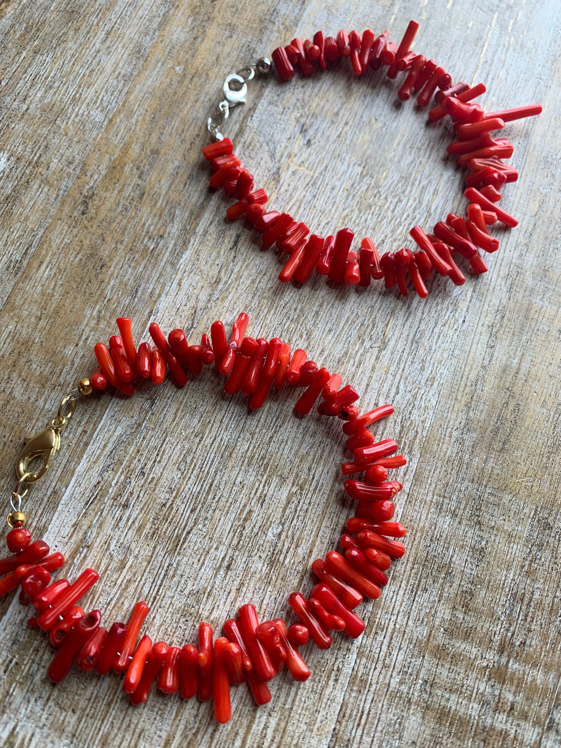 Coral Bracelet Red Coral Bracelet Dyed Coral Bracelet Pearl | Etsy