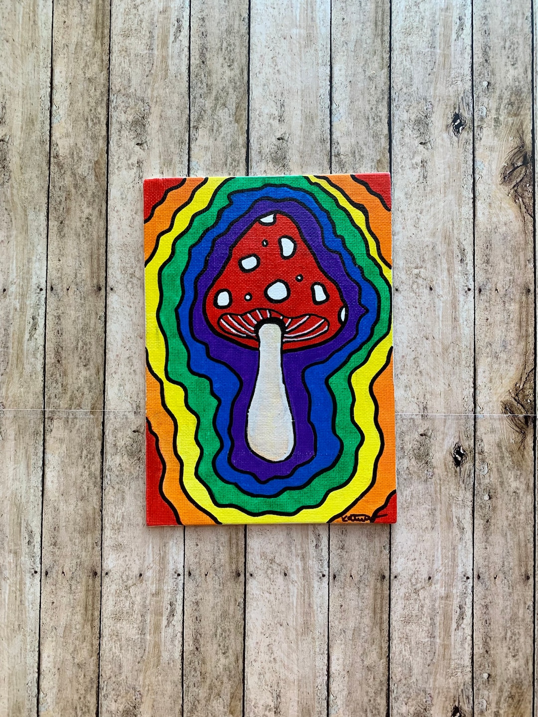 Trippy Rainbow Mushroom Painting Acrylic Painting Trippy Painting Paint ...