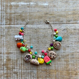 Kawaii Food Charm Bracelet Donut Junk Food Bracelet Clay Charm Bracelet ...