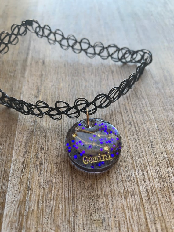 Gemini Astrology Star Signs Necklace Resin Purple Necklace Astrology Sign Necklace Gift Constellation Jewelry Zodiac Necklace Etsy