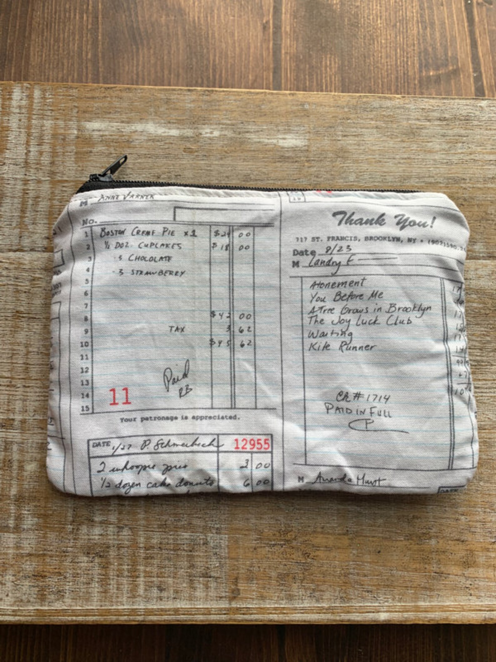 Thank You Receipts Wallet Handwritten Receipt Pouch Zippered Wallet Bag ...