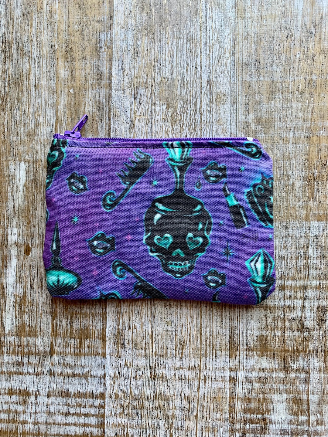 Purple Skull Coin Bag Vampire Coin Purse Bag Purse Gothic Zippered Bag ...