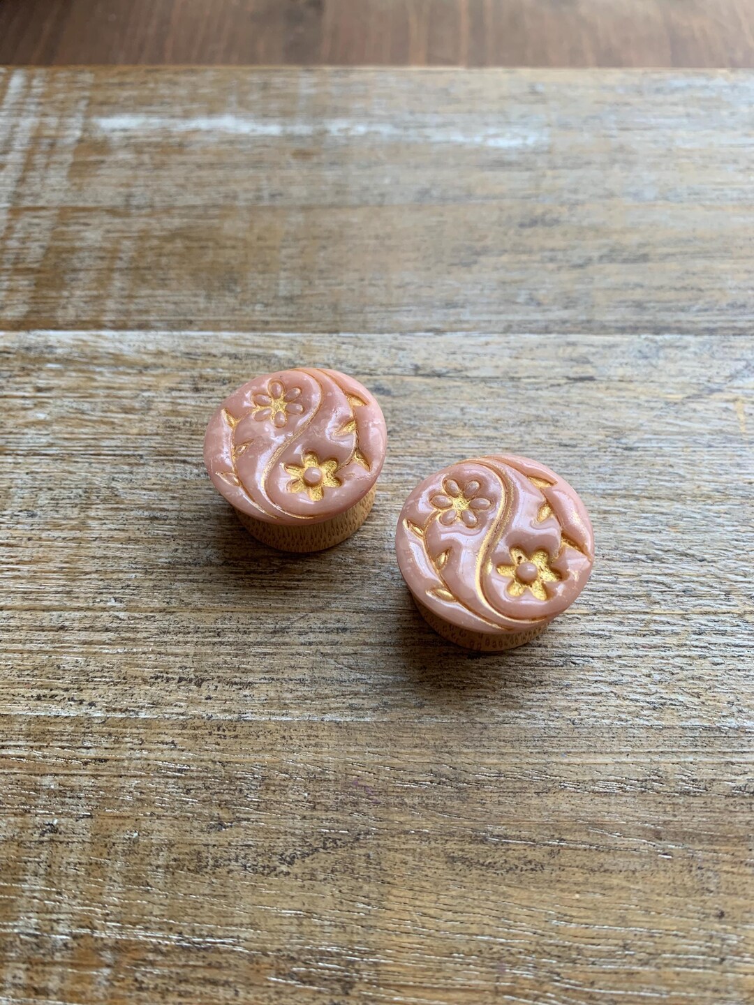 Flower Ying Yang 15mm Plugs Boho Daisy Clay Gauges Modern Floral Gauges ...