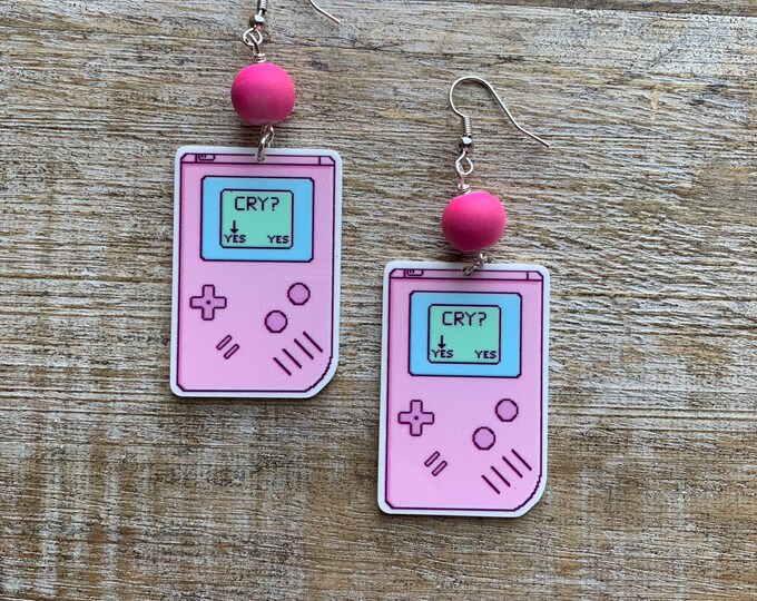 Pastel Goth Earrings Kawaii Gamer Earring Pink Cry Earrings 90s ...