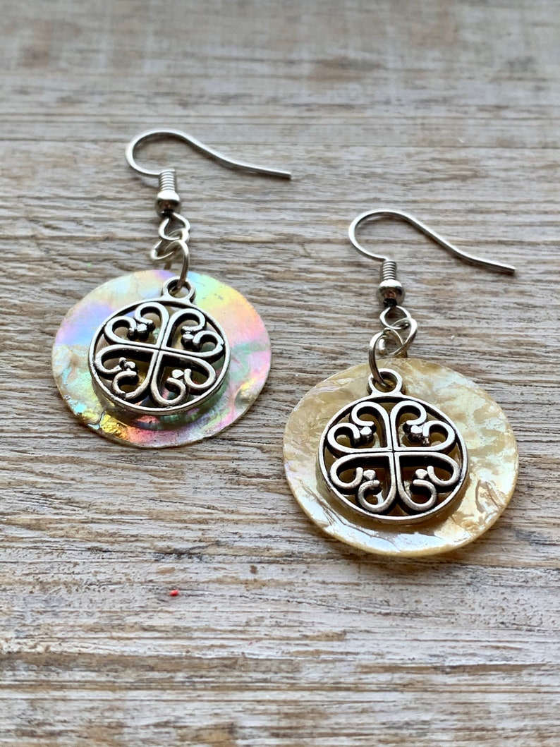 Celtic Natural Shell Charm Earrings Drop Celtic Jewelry Yellow ...